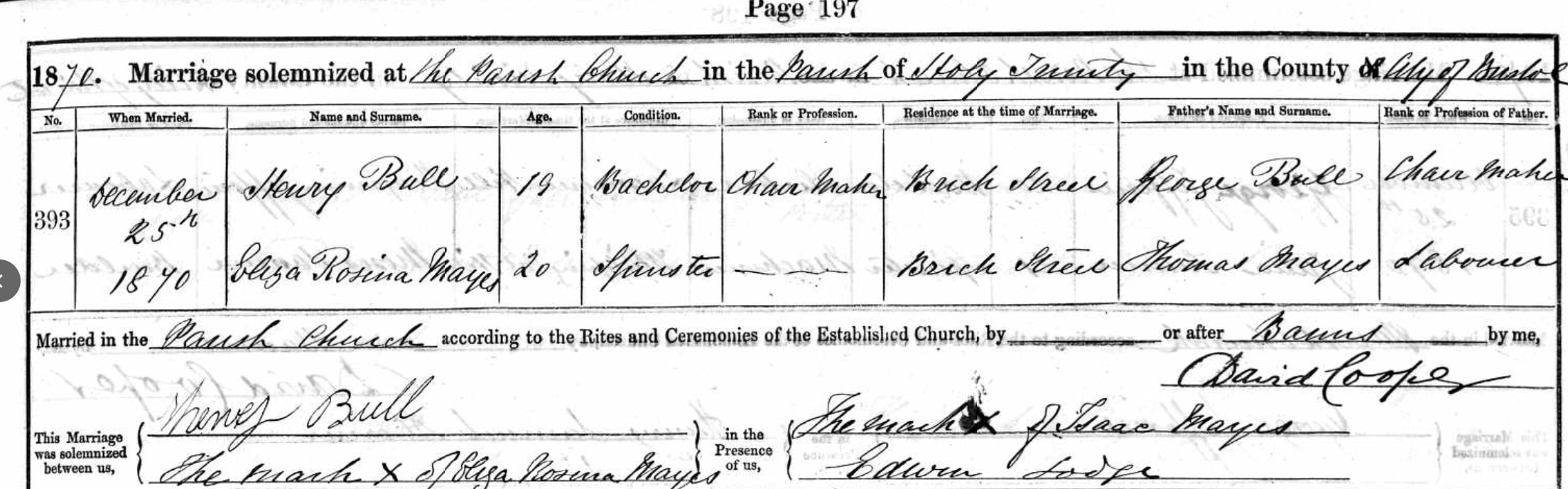 William Henry Bull – Bristolian chairmaker – Awful Rigours and Wretched Pay